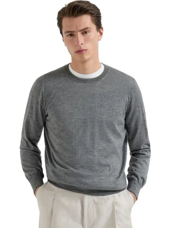 Brunello Cucinelli Cashmere And Silk Lightweight Sweater - Dark Grey