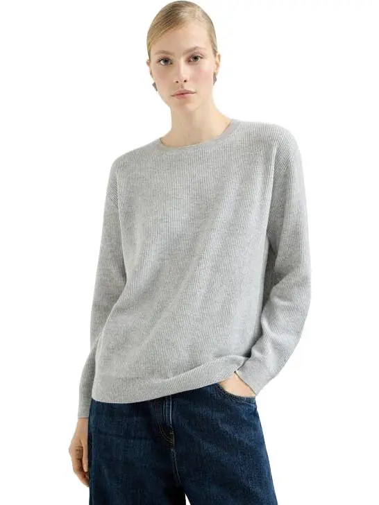 Brunello Cucinelli Cashmere Sweater With Monili Detail - Light Grey