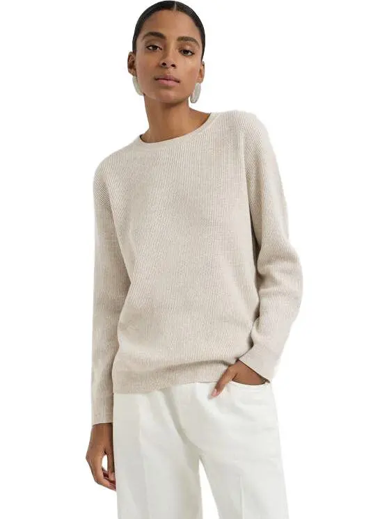 Brunello Cucinelli Cashmere Sweater With Monili Detail - Oyster