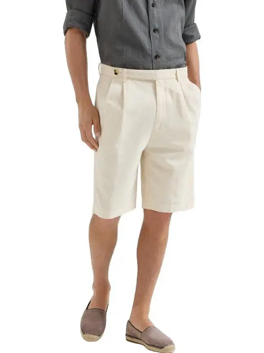 Brunello Cucinelli Bermuda Shorts With Pleats - Off-white