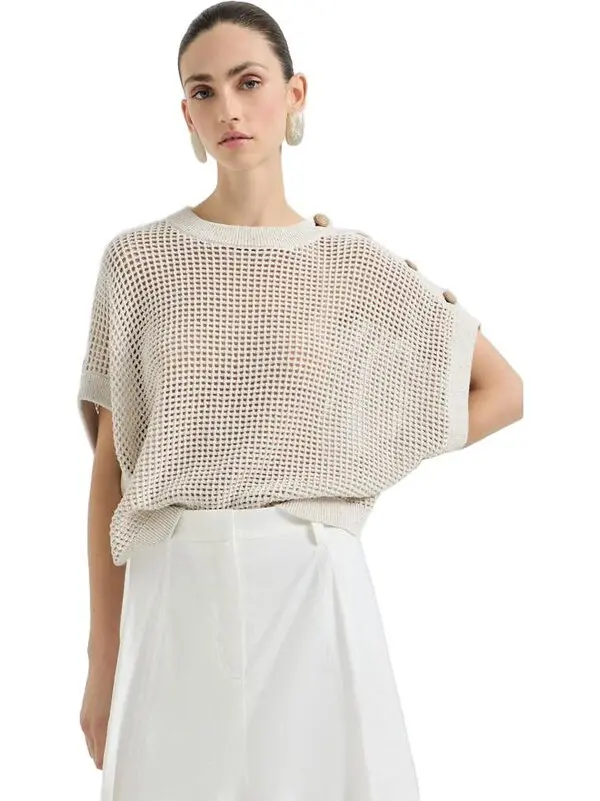 Brunello Cucinelli Cotton Net Knit Sweater - Oat