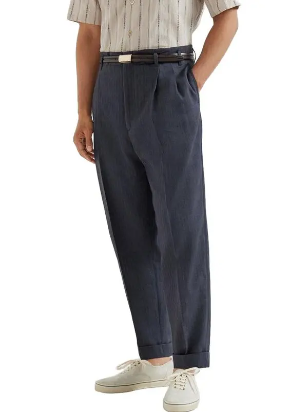Brunello Cucinelli Chevron Trousers - Navy Blue