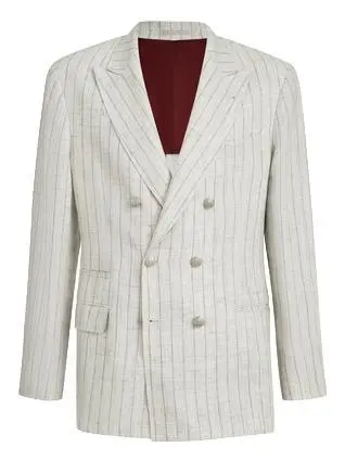 Brunello Cucinelli Chalk Stripe Twill Blazer - Light Grey