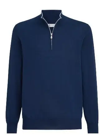 Brunello Cucinelli Cotton And Cashmere Lightweight Sweater - Avio Blue