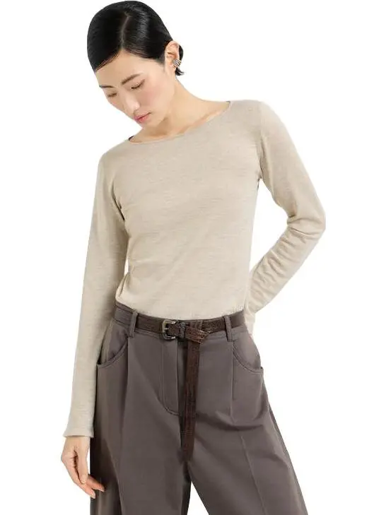 Brunello Cucinelli Cashmere And Silk Sparkling Sweater - Desert