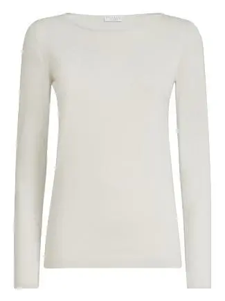 Brunello Cucinelli Cashmere And Silk Sparkling Sweater - Milk