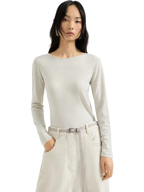 Brunello Cucinelli Cashmere And Silk Sparkling Sweater - Milk