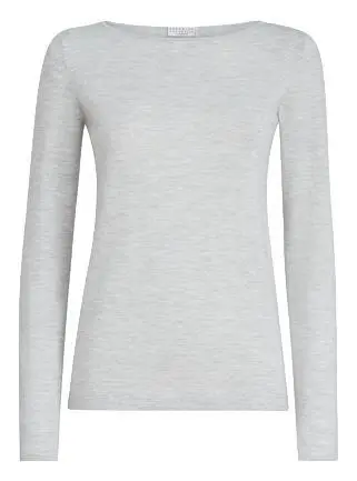 Brunello Cucinelli Cashmere And Silk Sparkling Sweater - Pebble