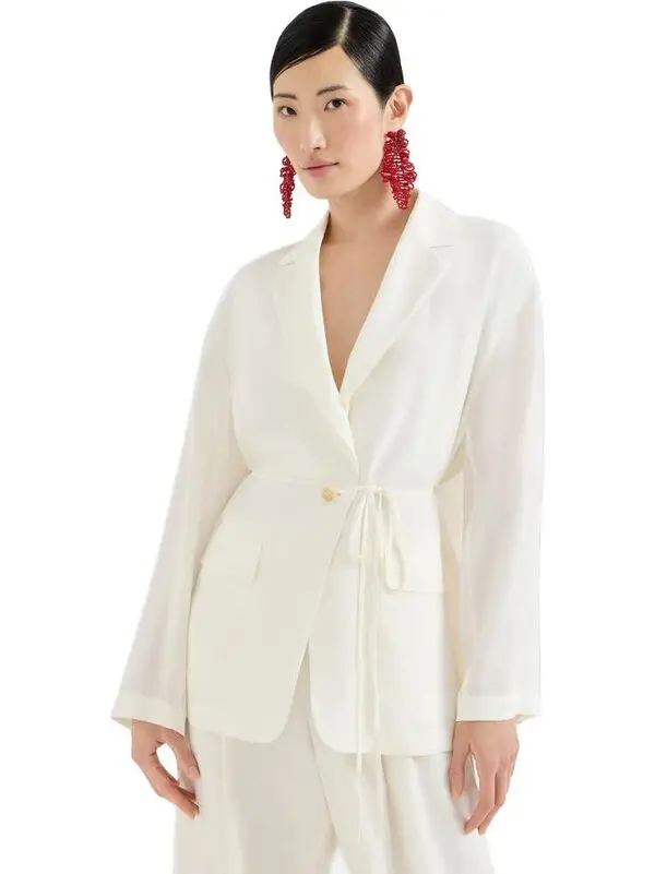 Brunello Cucinelli Sablé Crêpe Blazer - White