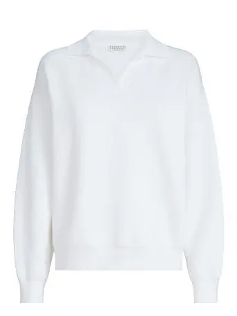 Brunello Cucinelli Double Knit Polo Shirt - White