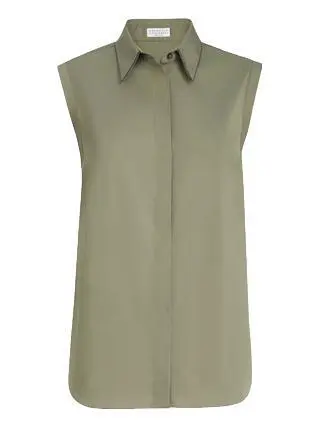 Brunello Cucinelli Stretch Poplin Shirt - Green