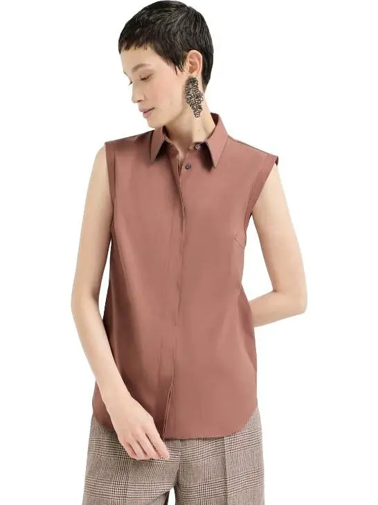 Brunello Cucinelli Stretch Poplin Shirt - Orange