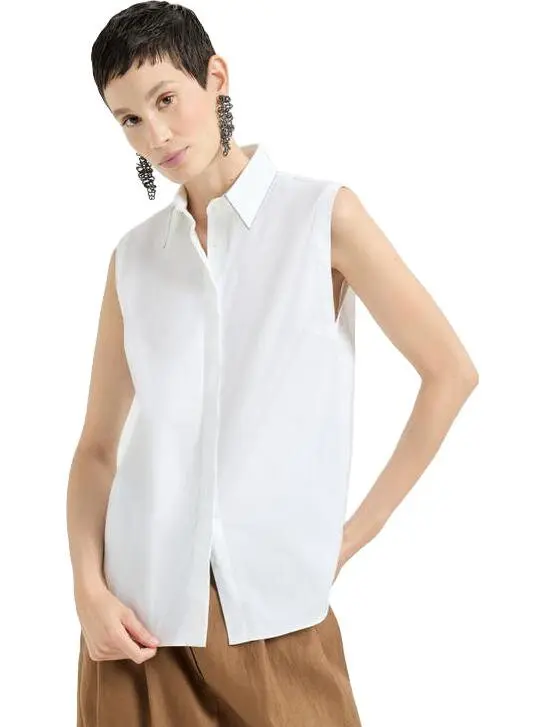 Brunello Cucinelli Stretch Poplin Shirt - White