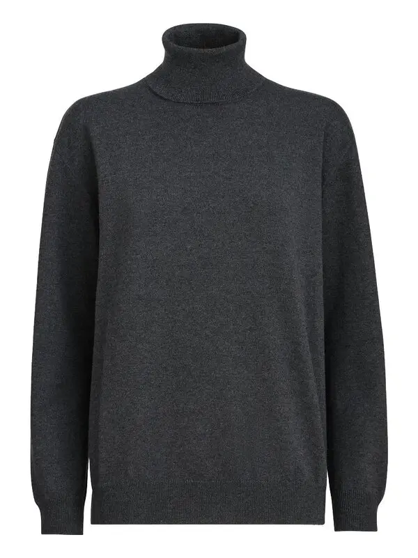 Brunello Cucinelli Cashmere Sweater With Monili - Anthracite