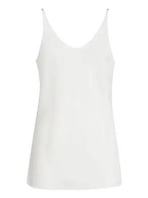 Brunello Cucinelli Silk Crêpe Top With Monili Straps - White