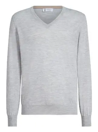 Brunello Cucinelli Cashmere And Silk Lightweight Sweater - Pebble