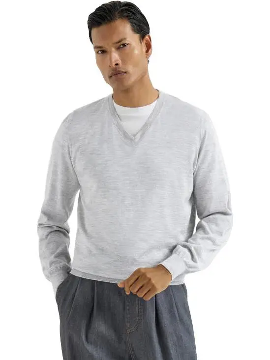 Brunello Cucinelli Cashmere And Silk Lightweight Sweater - Pebble
