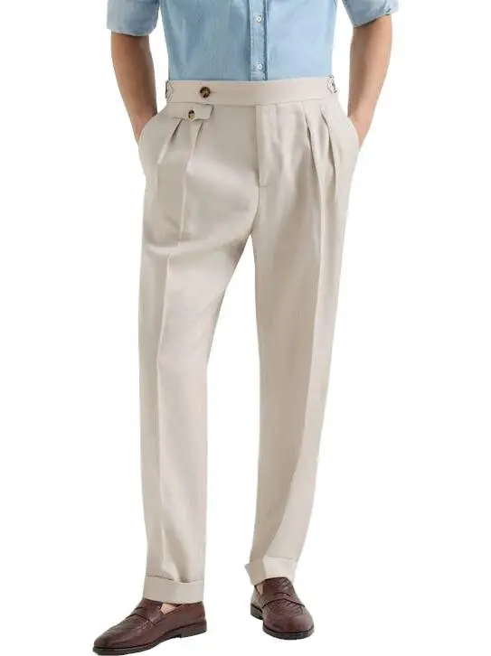 Brunello Cucinelli Trousers With Double Pleats And Tabs - Buff