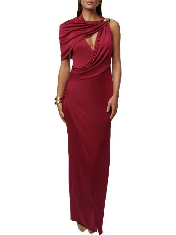 JLUXLABEL Drape Maxi Dress - Red