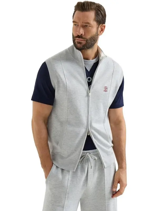 Brunello Cucinelli Double Knit Vest - Pebble