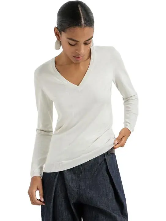 Brunello Cucinelli Cashmere And Silk Sweater - Rice