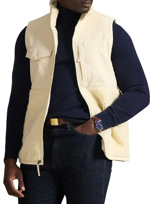 Polo Ralph Lauren Big & Tall Hi Pile Fleece Vest - Solid Cream