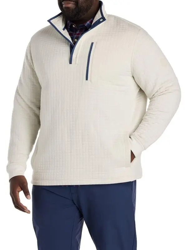 Vineyard Vines Big & Tall Quilted Navigator 1/4-snap Pullover - Stone
