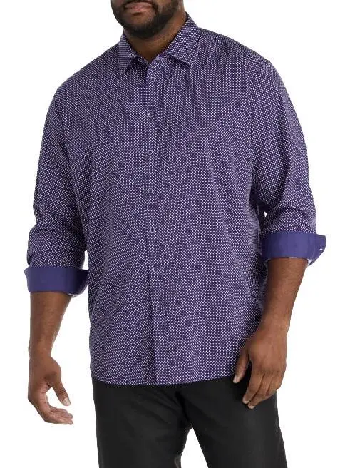 SYNRGY BY DXL Big & Tall Diamond Print Sport Shirt - Purple