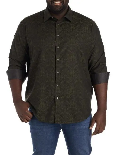 ROBERT GRAHAM DXL Big & Tall Highland Tonal Sport Shirt - Olive