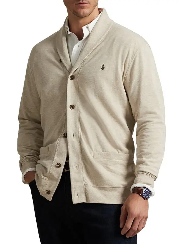 Polo Ralph Lauren Big & Tall Luxury Jersey Cardigan - Expedited Dune