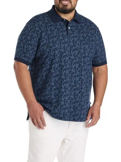 NAUTICA Big & Tall Floral Polo Shirt - Navy Seas