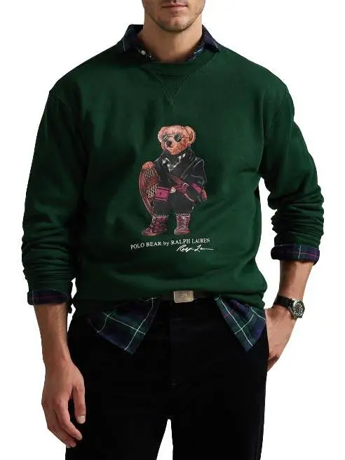 Polo Ralph Lauren Big & Tall Bear Crewneck Sweatshirt - Moss Agate Holiday