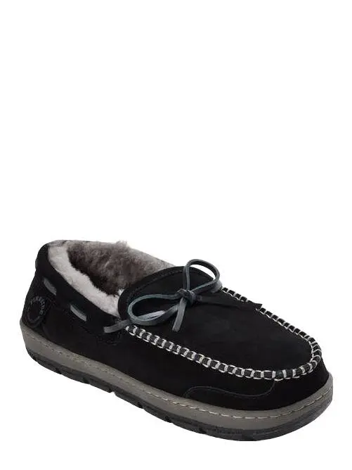 DEARFOAMS Fireside Forster Shearling Moccasins - Black