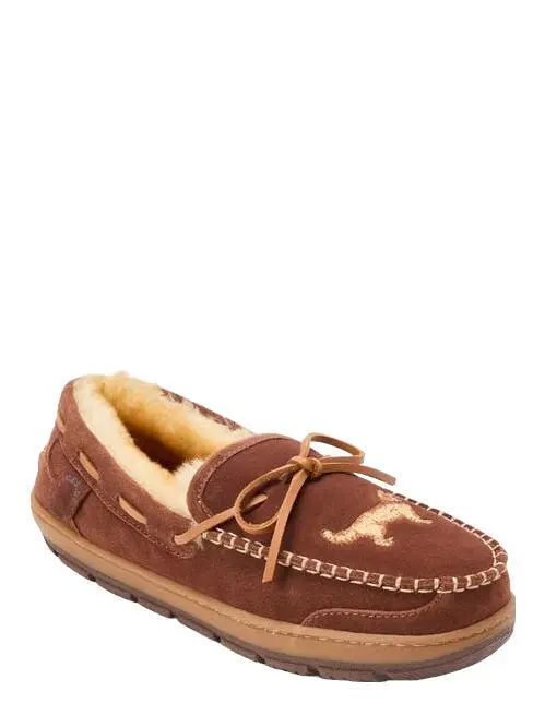 DEARFOAMS Fireside Forster Shearling Moccasins - Potting Soil