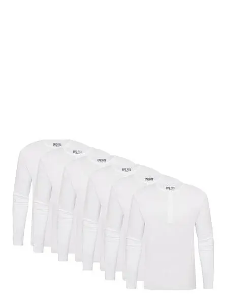 EPIC FITS Long Sleeve Henley - White