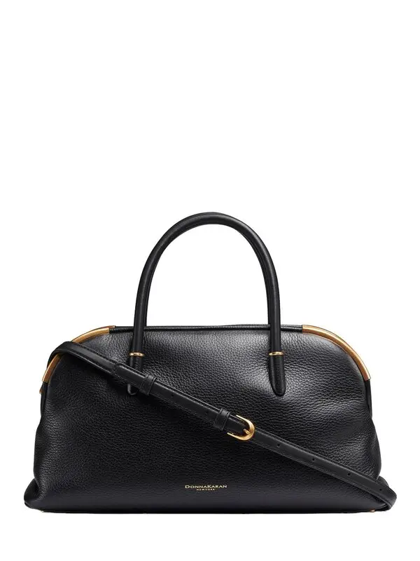 Donna Karan New York Satin Leather Satchel - Black/gold
