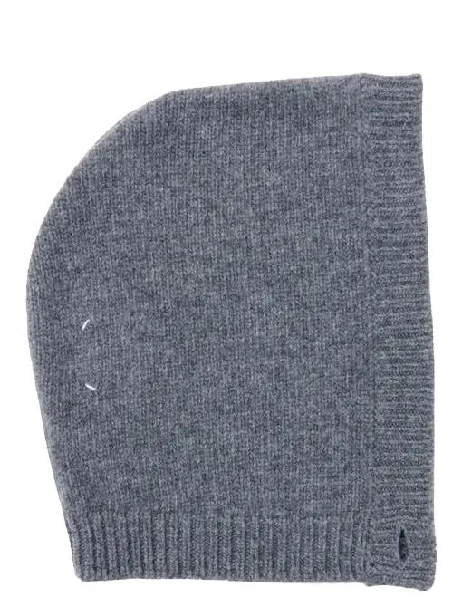 MAISON MARGIELA Buttoned Virgin Wool Knit Hood - Dark Grey