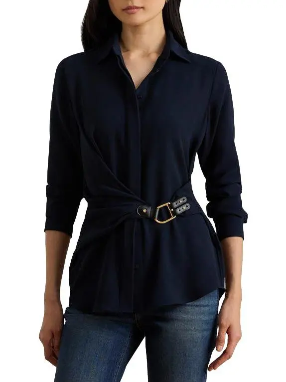 Ralph Lauren Buckle Detailed Button-up Top - Lauren Navy