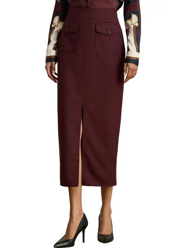 Ralph Lauren Wool-blend Pencil Skirt - Dark Garnet