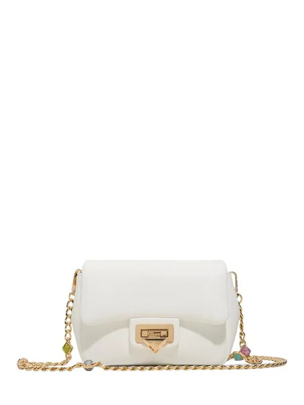 Aldo Faux Leather Crossbody Bag With Jewel Embellishments - Other White