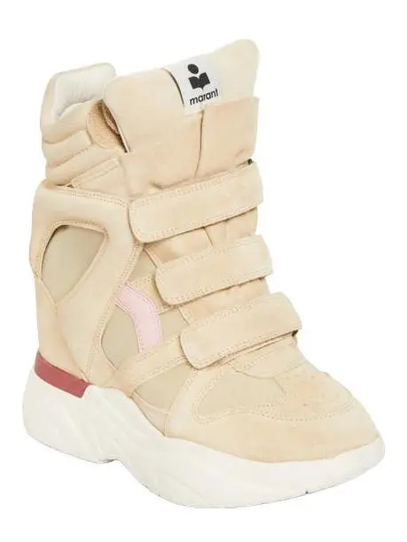 Isabel Marant Balskee Hidden Wedge High-top Sneakers - Beige/pink