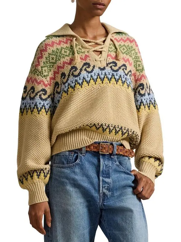 Polo Ralph Lauren Fair Isle Cotton-blend Sweater - Tan Multi