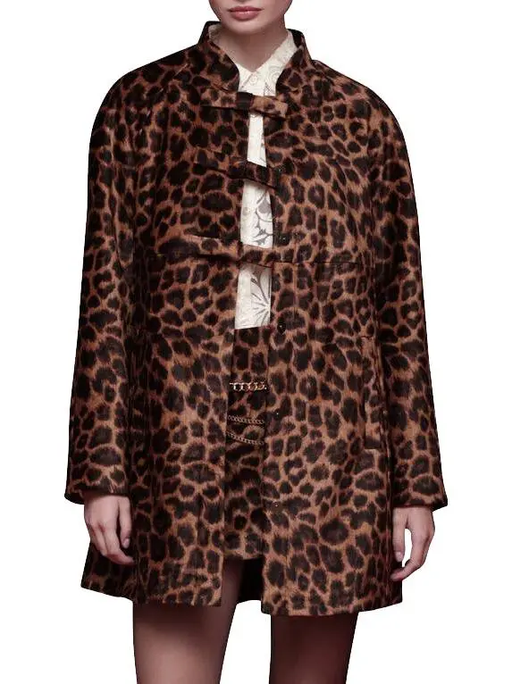 Avec Les Filles Print A-line Jacket - Leopard