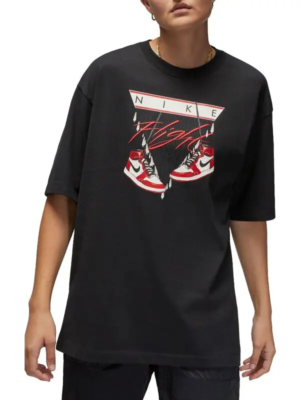 JORDAN Flight Shoe Graphic Tee - Black/varsity Red