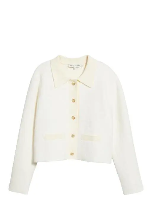 English Factory Contrast Placket Cardigan - Cream