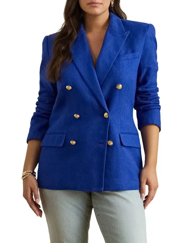 Ralph Lauren Chevron Linen And Cotton Blazer - Cruise Royal Blue