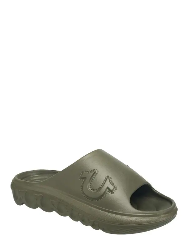 True Religion Molded Slide Sandals - Olive