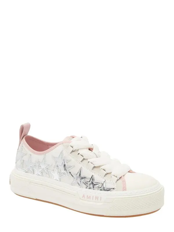 Amiri Stars Court Low Top Sneakers - White/silver/pink