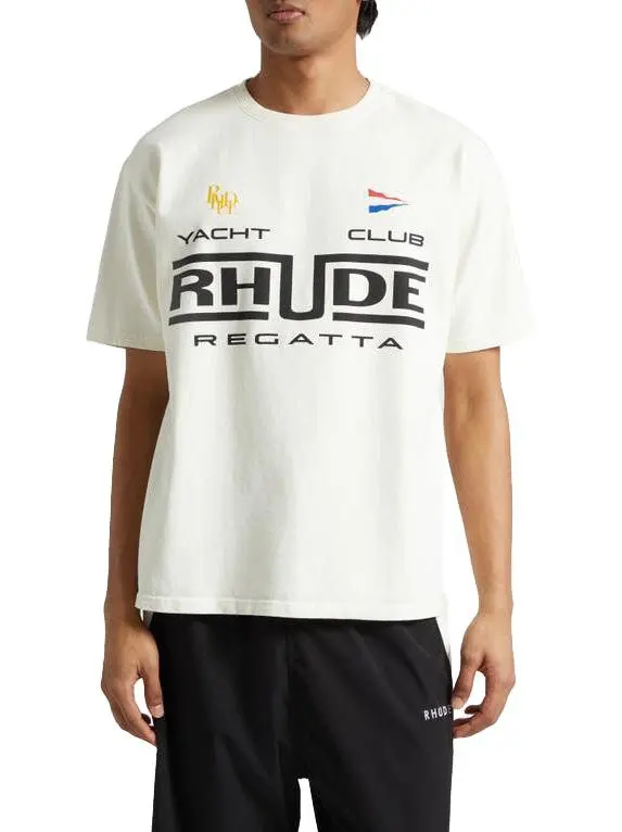 Rhude Regatta Club Graphic T-shirt - Vintage White/black/green