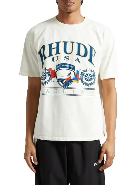 Rhude Usa Sailing Icon T-shirt - Vintage White/black